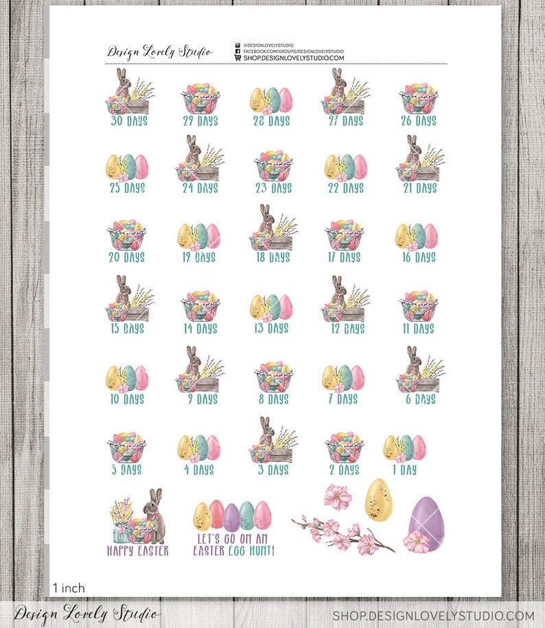 Printable EASTER Countdown Stickers, Easter Planner Countdown Stickers ...