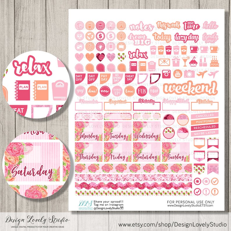 Happy Planner PRINTABLE Weekly Kit Pink Floral Planner - Etsy