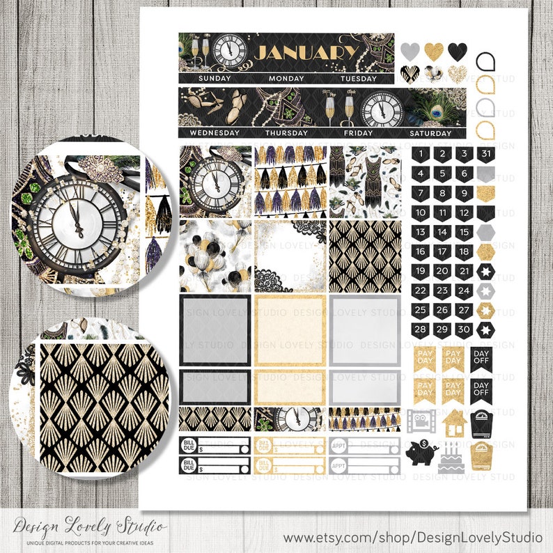 Happy Planner January Monthly Kit, Printable January Stickers Kit ...