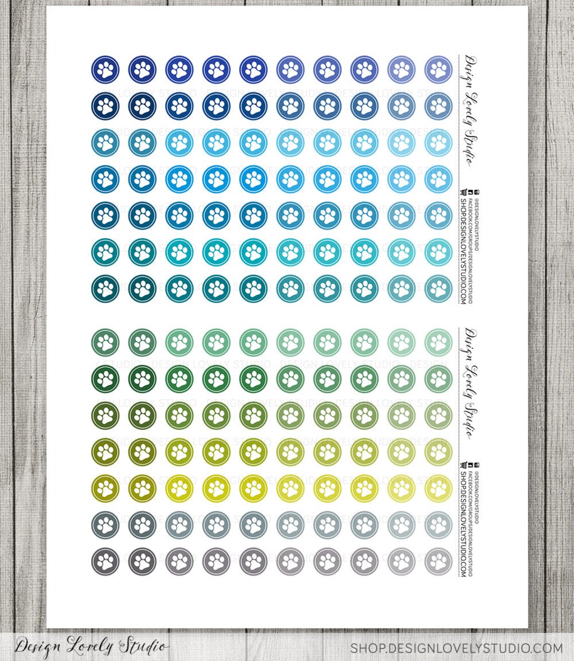 Paw Print Icon Stickers Pet Planner Stickers Dog Icon | Etsy