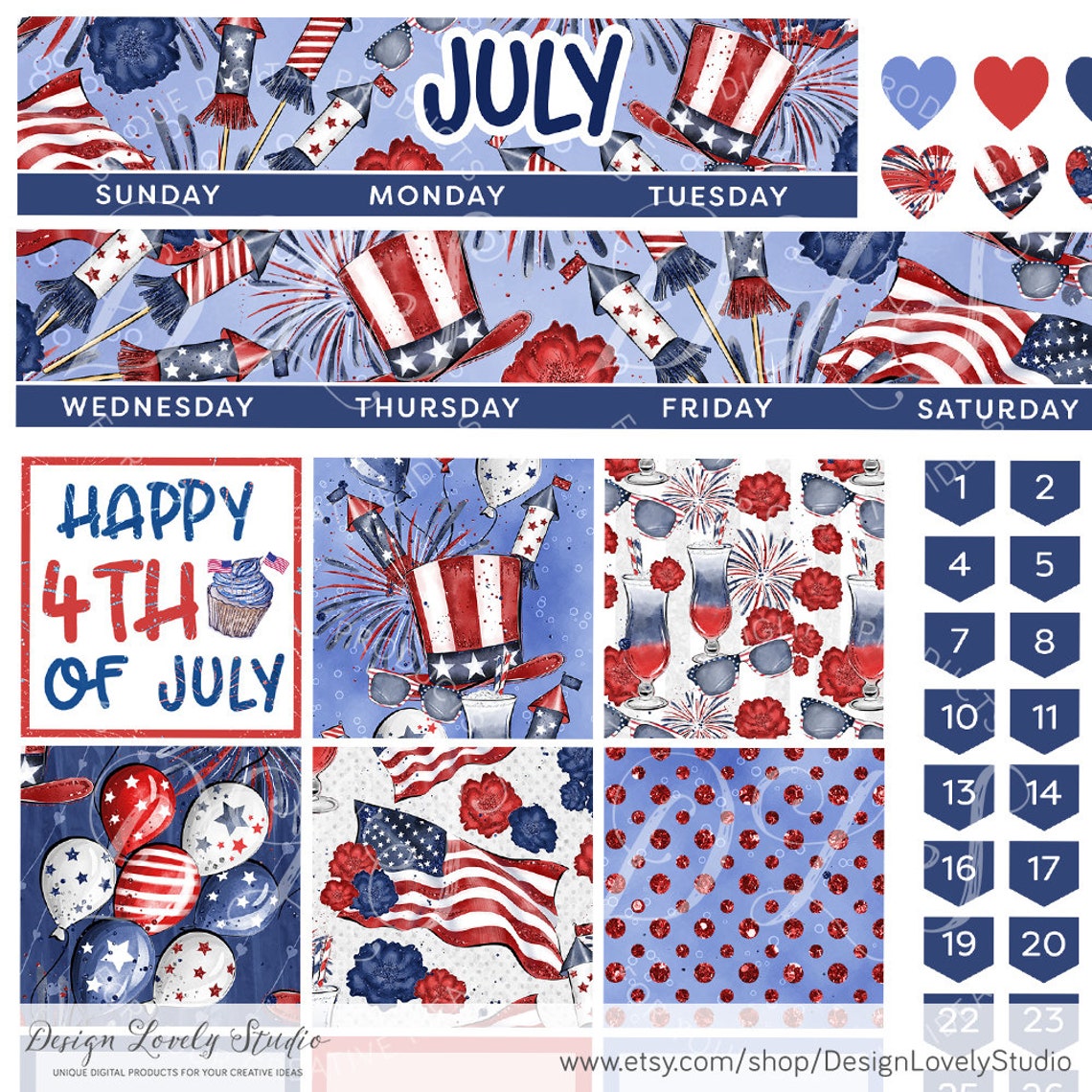 JULY Happy Planner Monthly Kit Printable July Monthly - Etsy