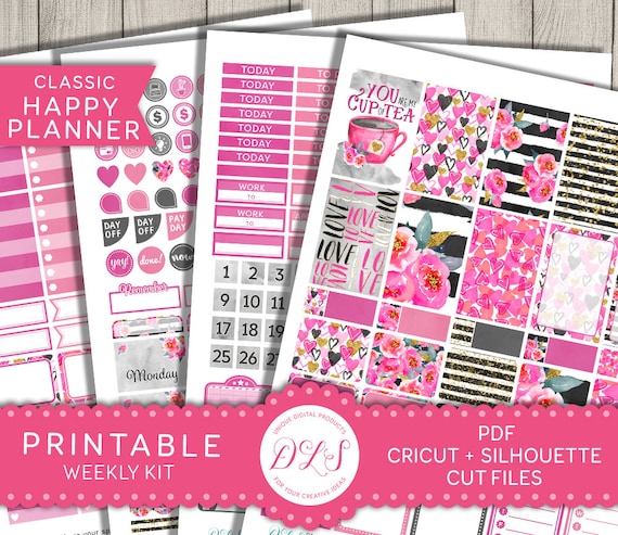 Paper & Party Supplies Paper Printable Pretty in Pink Valentine Weekly ...