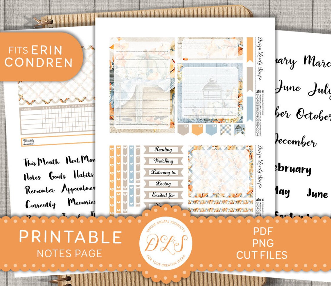 Printable NOVEMBER Notes Page Stickers Fall Planner Stickers | Etsy