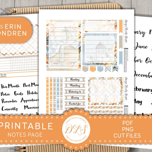 Printable NOVEMBER Notes Page Stickers Fall Planner Stickers - Etsy
