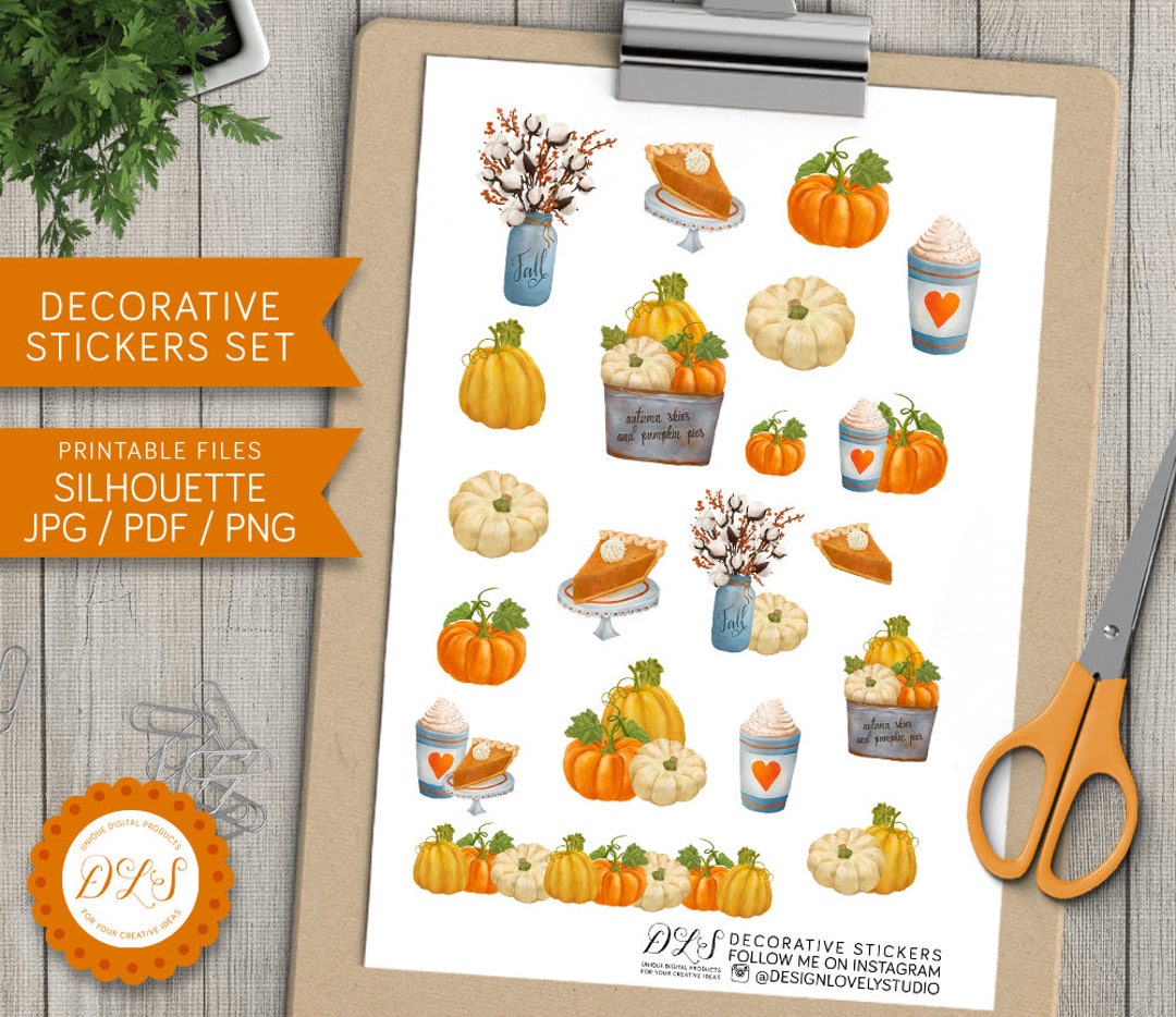 Pumpkin Stickers, Halloween Scrapbook Stickers, Halloween Planner ...