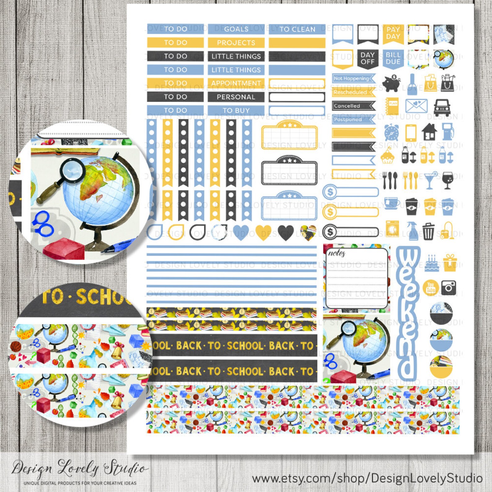 Printable BACK TO SCHOOL Planner Stickers Mini Happy Planner | Etsy
