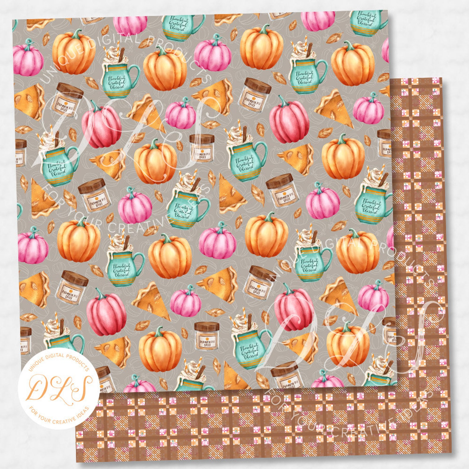THANKSGIVING Digital Paper Pumpkin Pie Digital Paper | Etsy