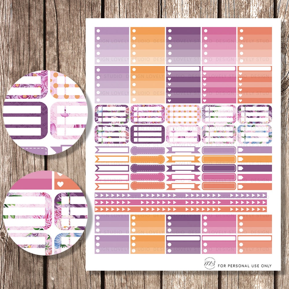 Horizontal Planner Stickers Kit ECLP Horizontal Printable - Etsy
