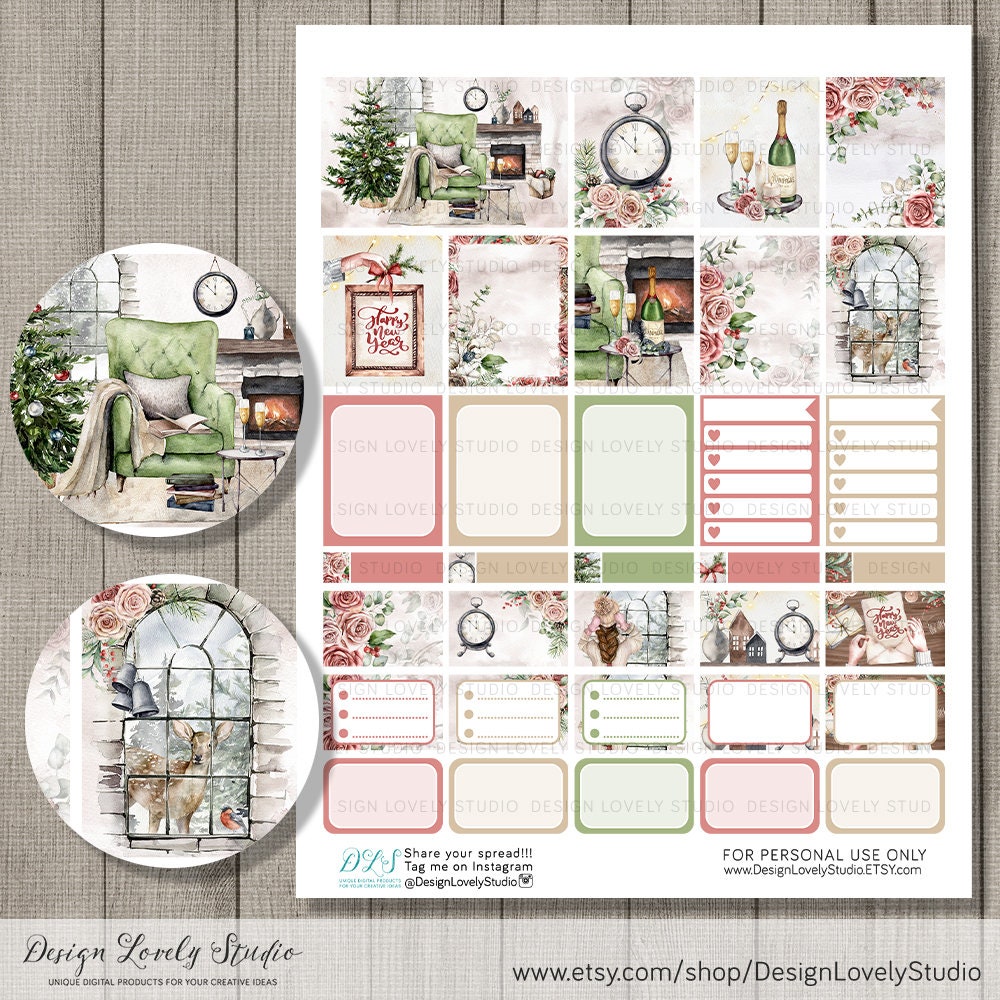 NEW YEAR Planner Stickers Printable Planner Stickers January - Etsy