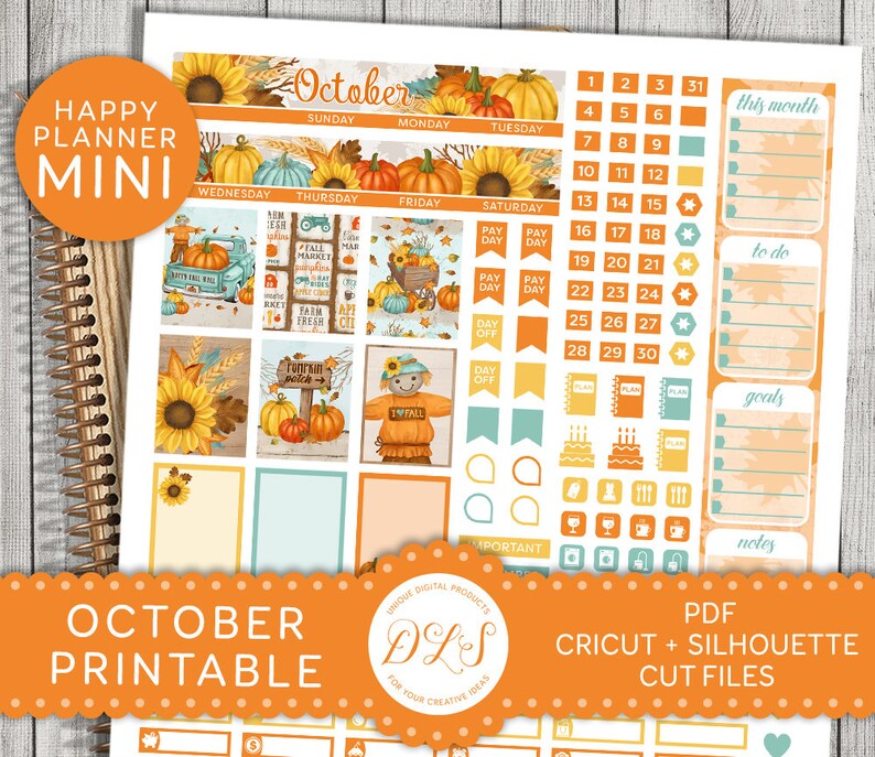 October Mini Happy Planner Stickers October Monthly | Etsy