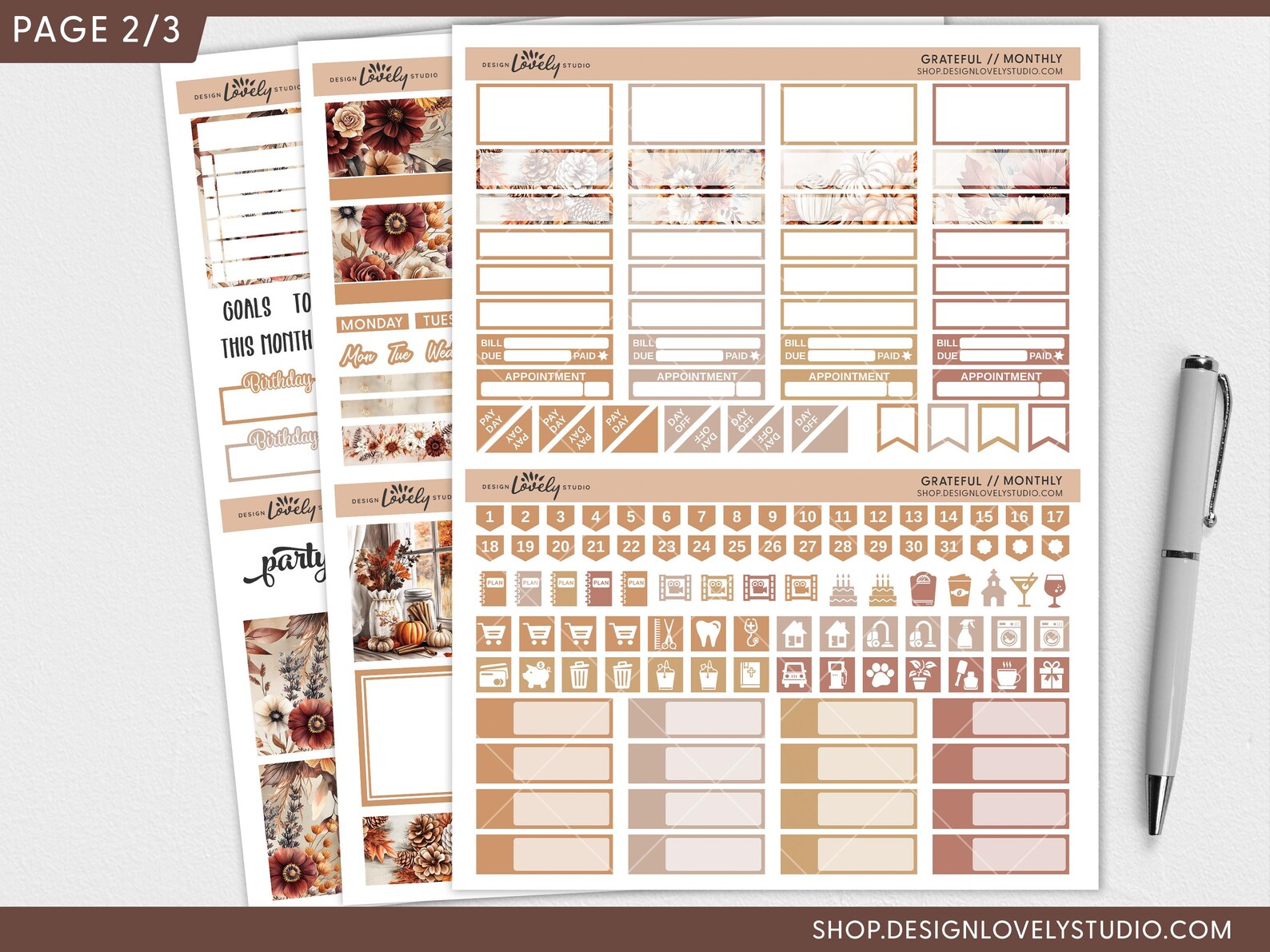 November Monthly Sticker Kit, Thanksgiving Planner Stickers, November ...