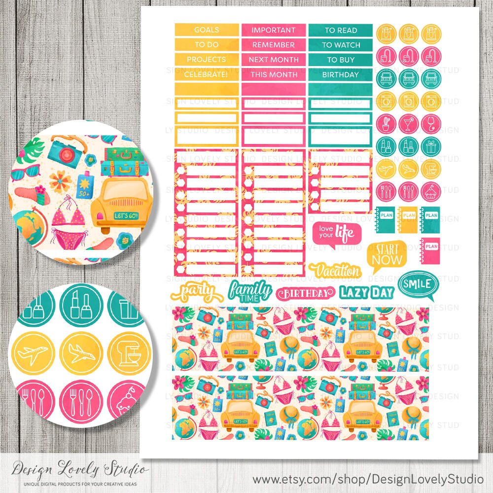 Happy Planner August Monthly Kit, August Happy Planner Printable ...