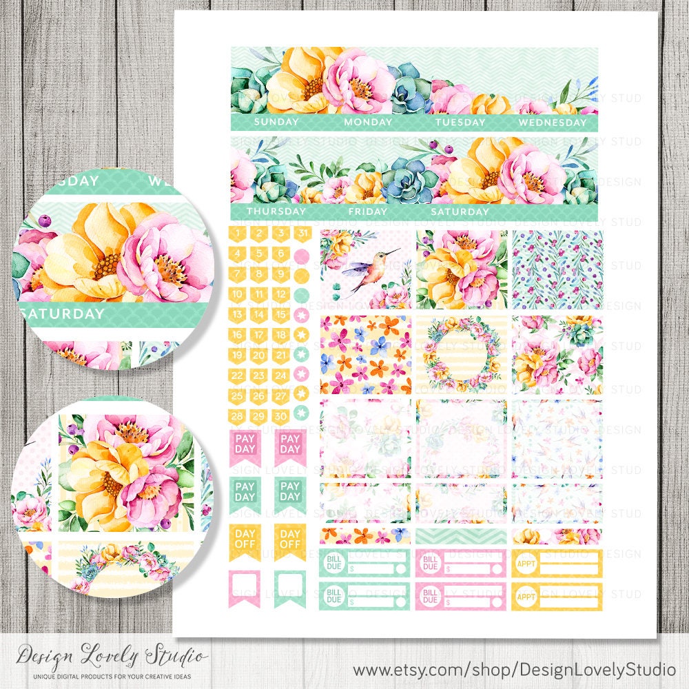 Monthly View Stickers Kit Monthly Planner Kit for Erin | Etsy