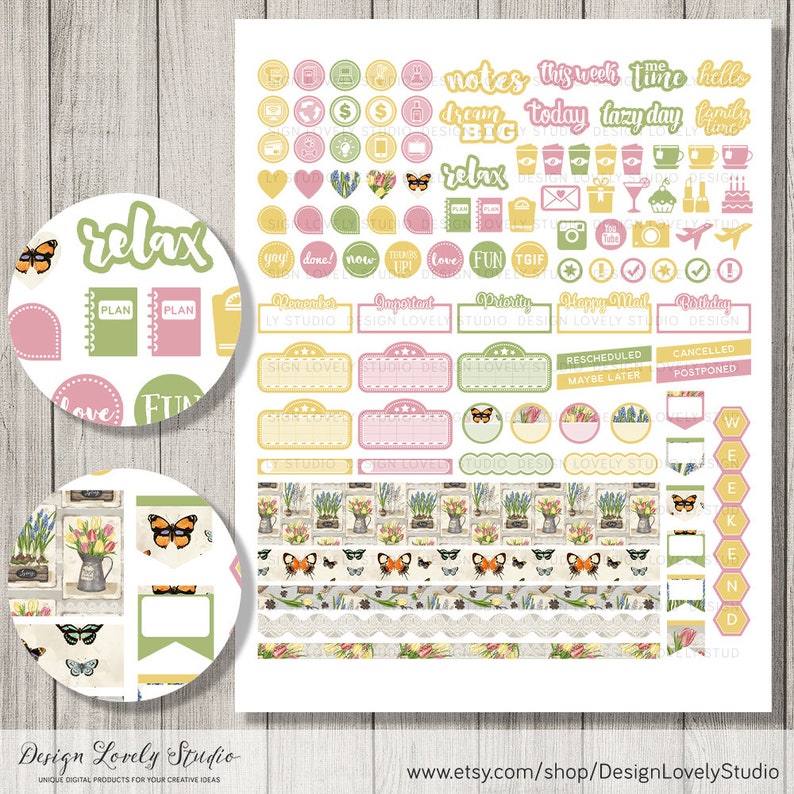 Printable Spring Weekly Stickers Kit March Planner Stickers - Etsy