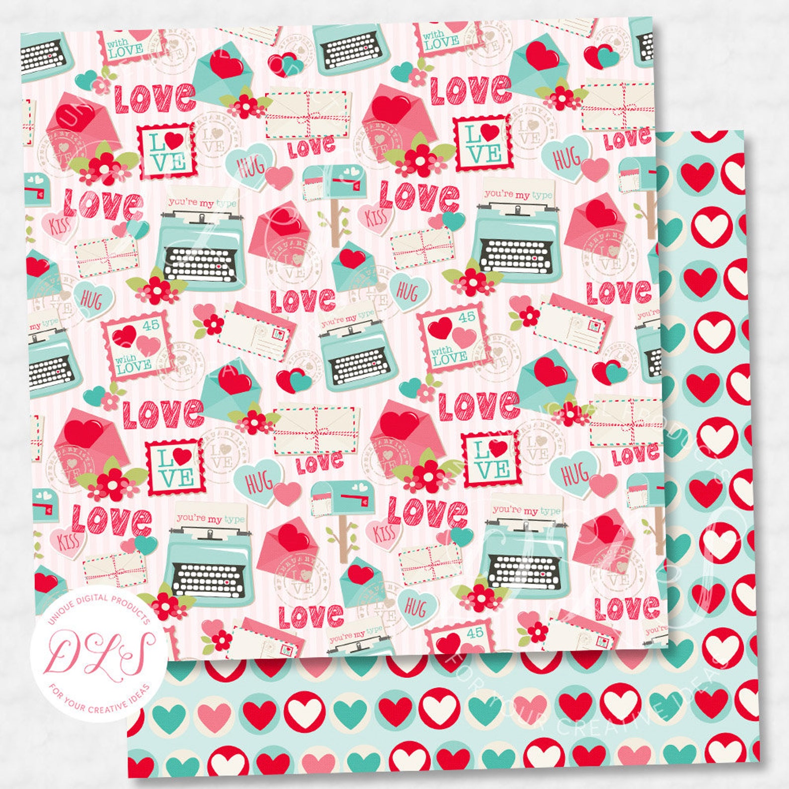 Valentine's Day Digital Paper Pack, Valentine's Day Digital Backdrop ...