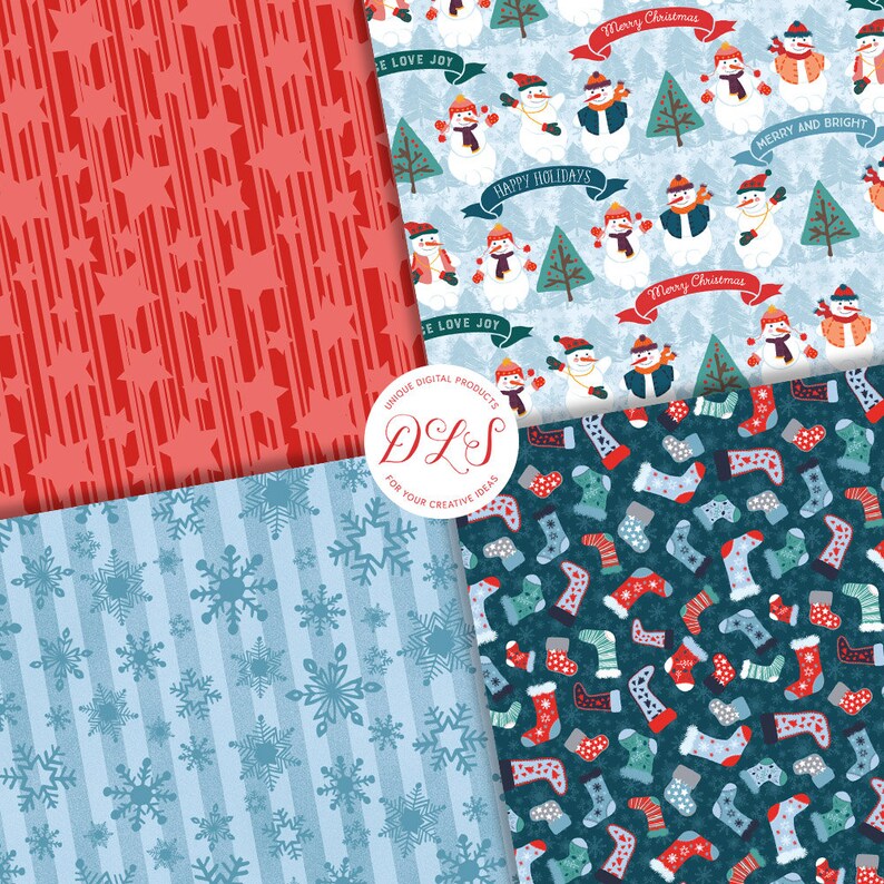 Christmas Background Winter Digital Paper Pack Christmas | Etsy