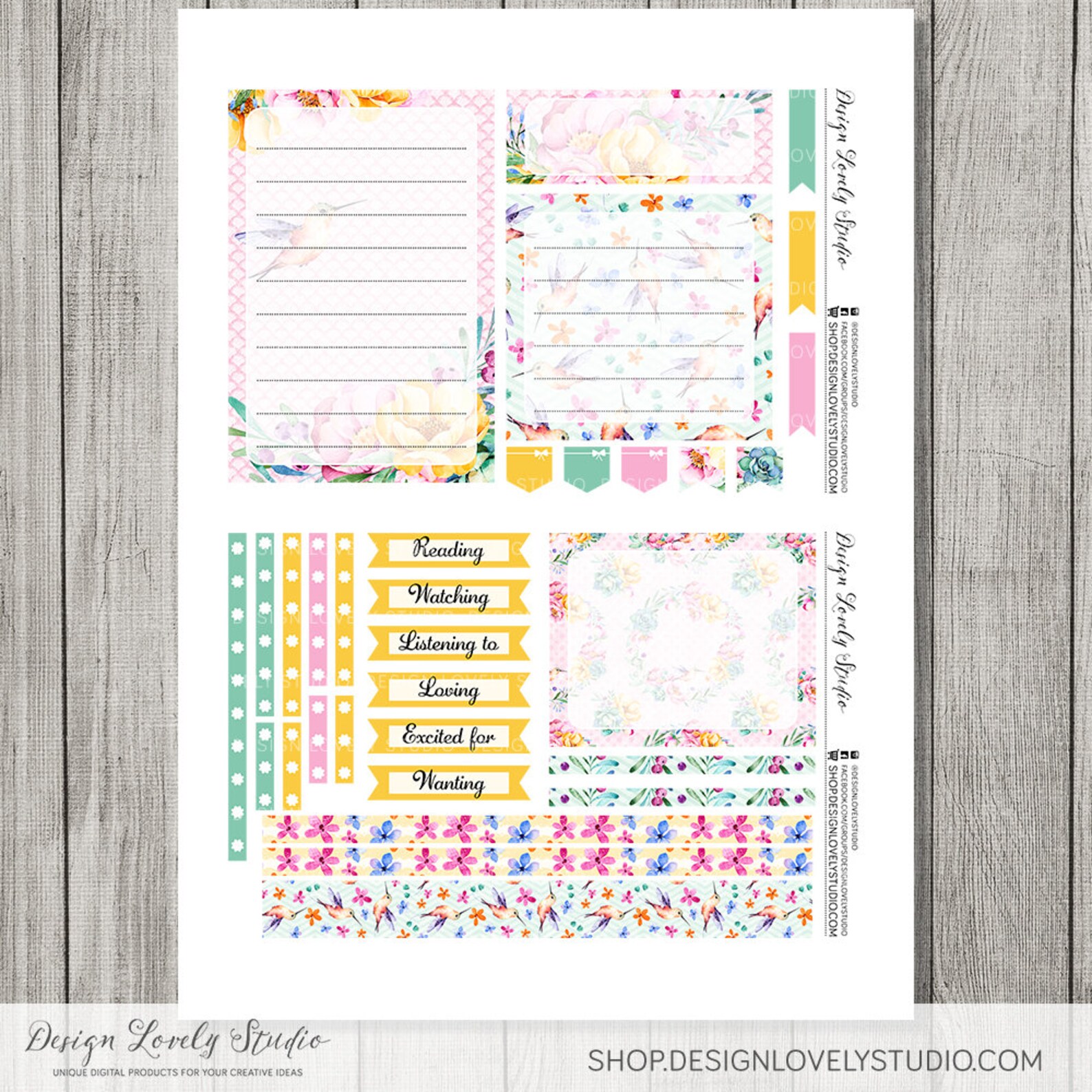 Notes Page PRINTABLE Stickers Floral NOTES PAGE Stickers | Etsy