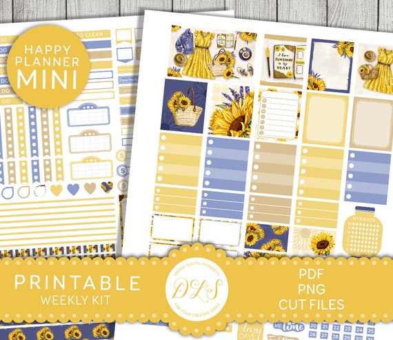 PRINTABLE Mini Happy Planner Stickers Sunflowers Planner | Etsy