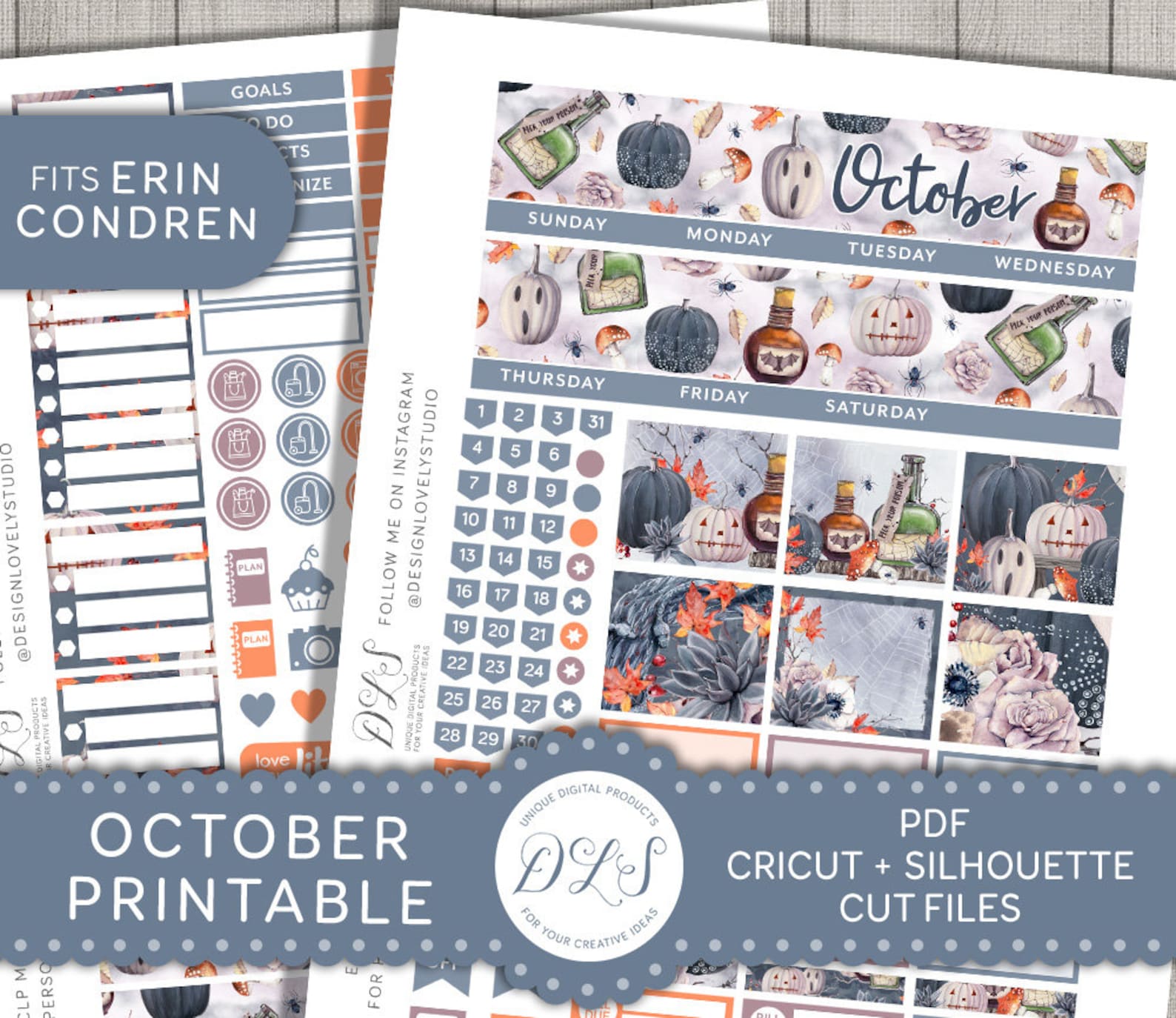Printable October Monthly Kit October Planner Stickers Kit | Etsy