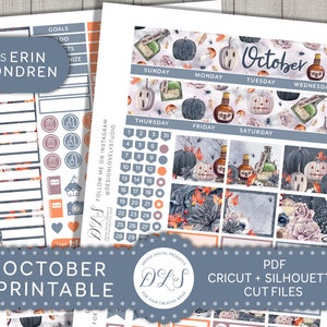 Printable October Monthly Kit, October Planner Stickers Kit, Halloween ...