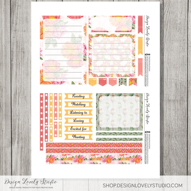 Printable Notes Page Stickers Floral NOTES PAGE Stickers | Etsy