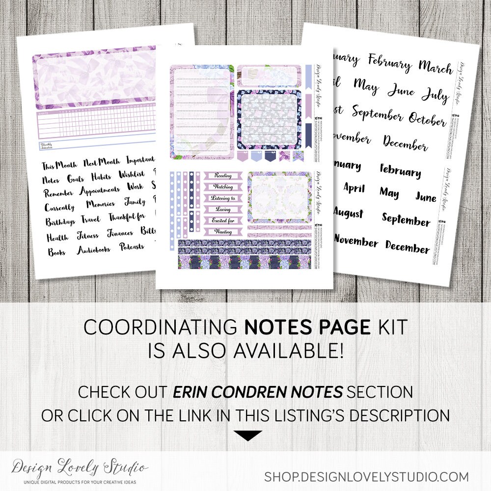 Printable Monthly Planner Stickers Kit Purple Floral Planner | Etsy