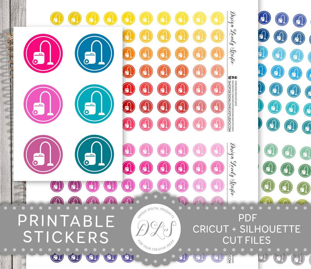 Vacuuming Planner Stickers Printable Vacuuming Stickers | Etsy
