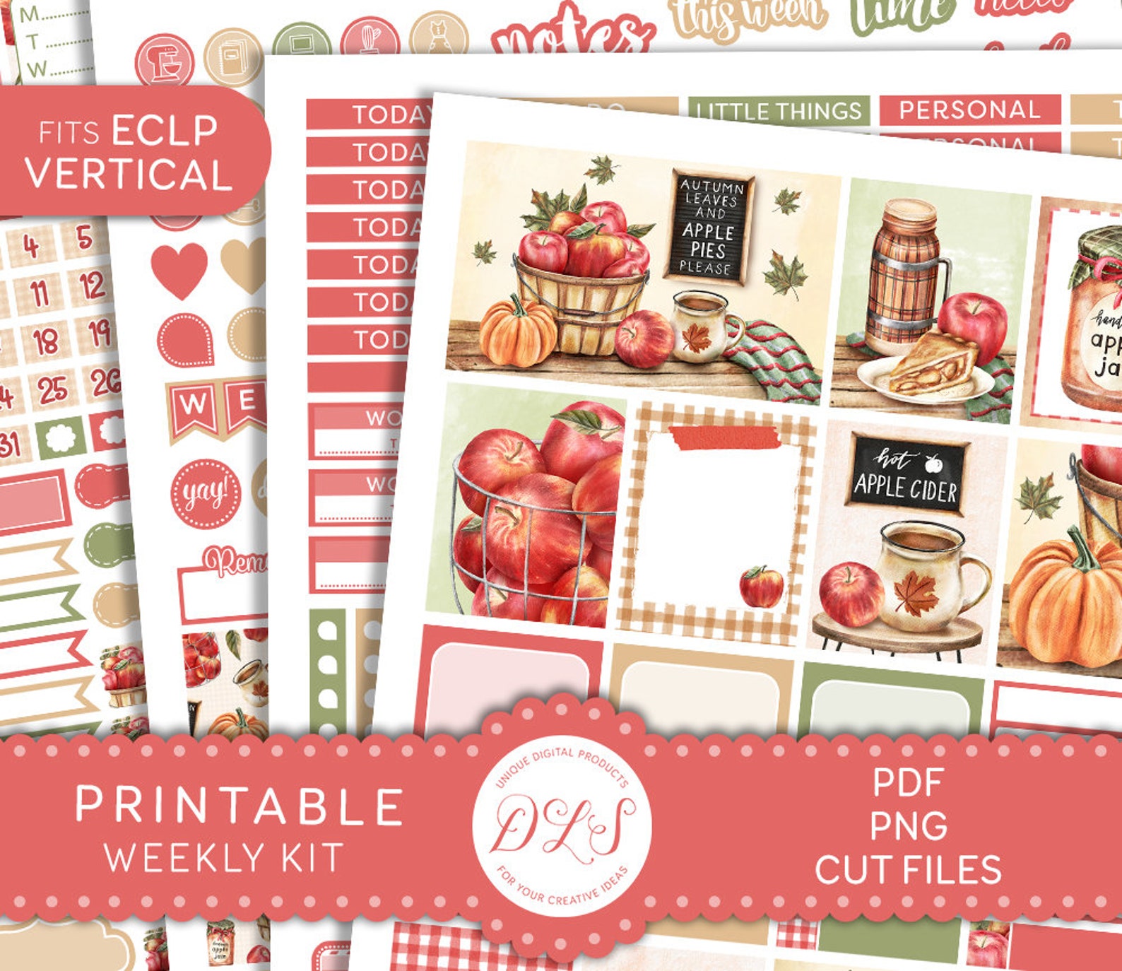 Fall Planner Printable Stickers Apple Stickers Weekly | Etsy