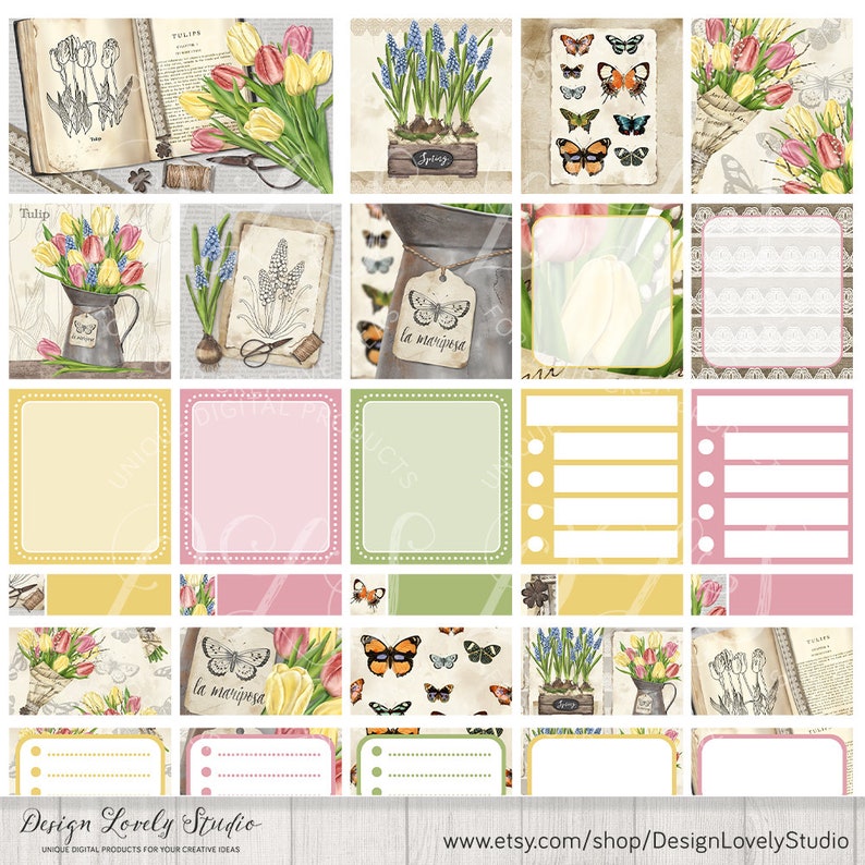 Printable Spring Weekly Stickers Kit March Planner Stickers - Etsy