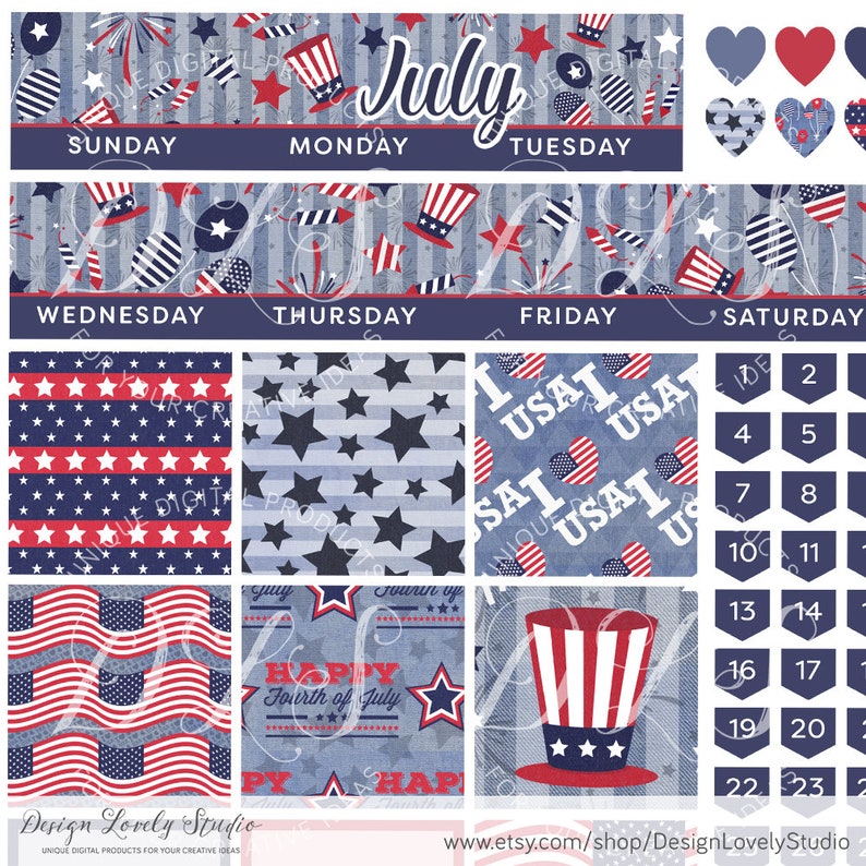 July Monthly Kit Big Happy Planner July Monthly Stickers - Etsy