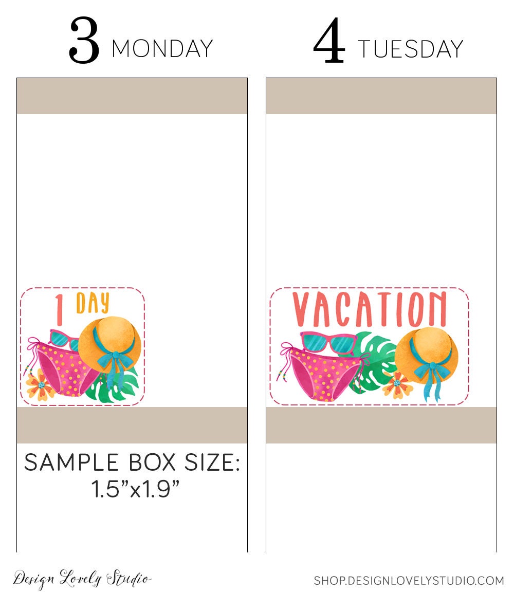 Vacation Countdown Printable Stickers Vacation Countdown - Etsy
