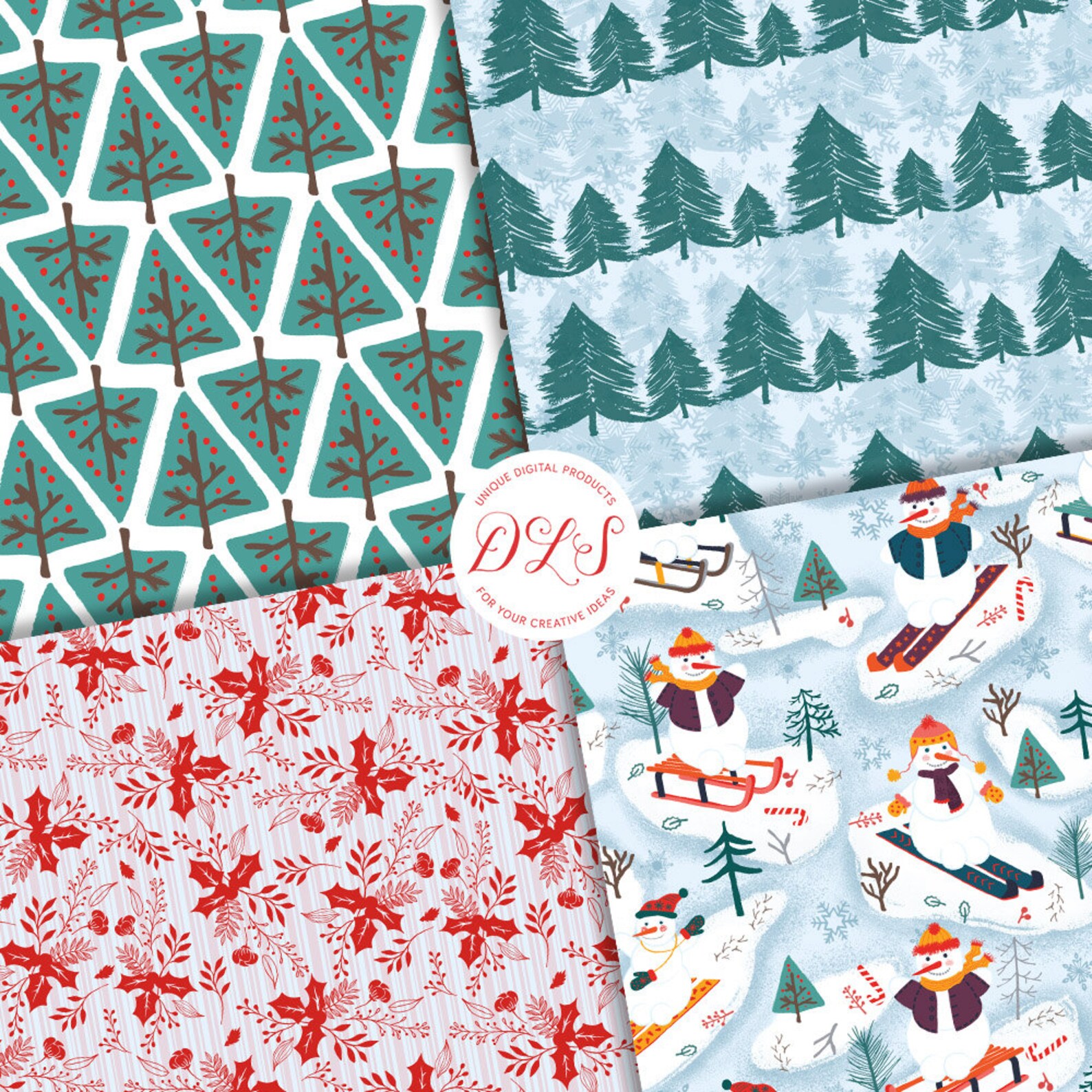 Christmas Background Winter Digital Paper Pack Christmas - Etsy
