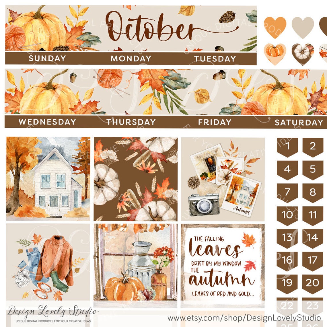 OCTOBER Planner Stickers Printable Happy Planner Stickers - Etsy