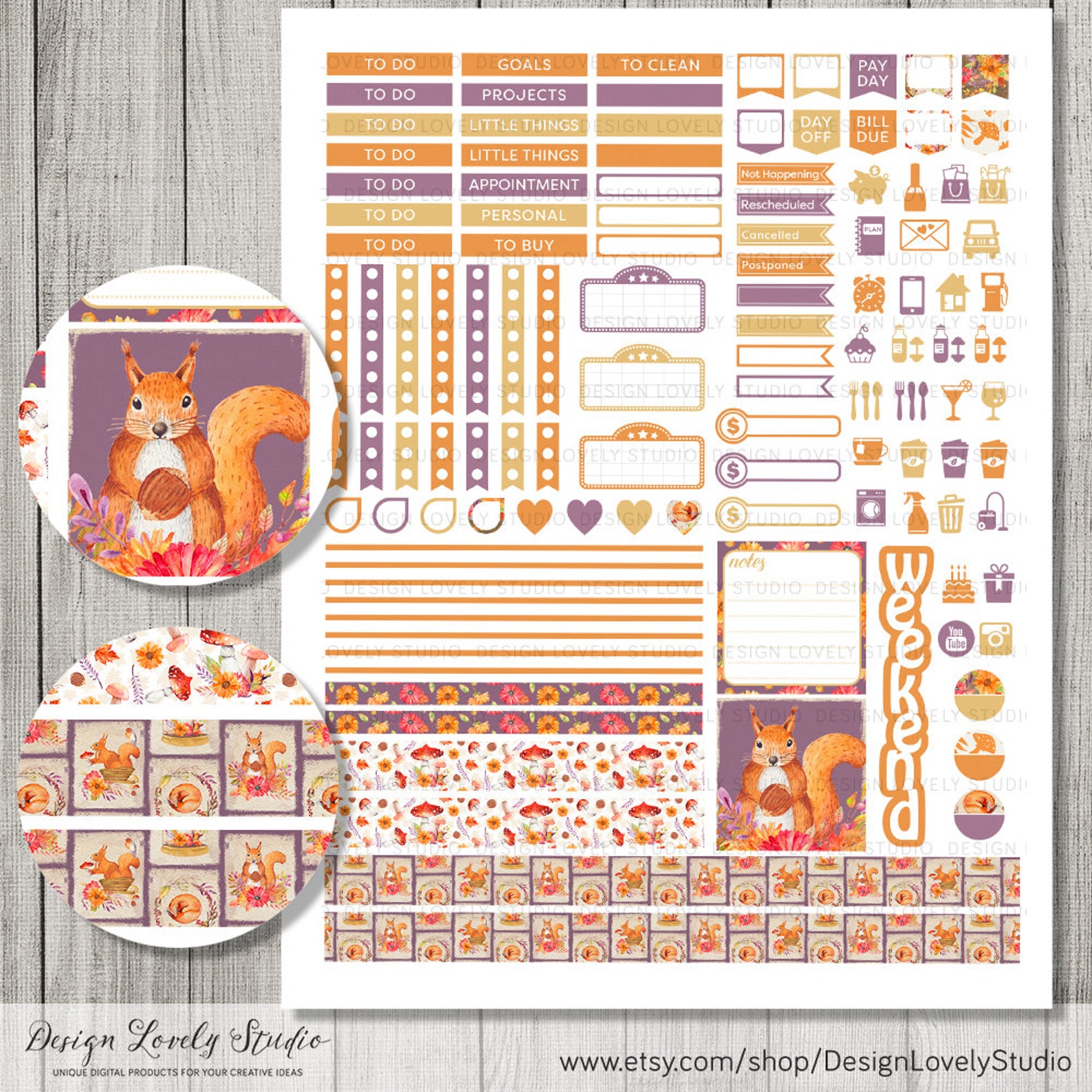 Fall Planner Stickers, PRINTABLE Mini Happy Planner Stickers Kit ...