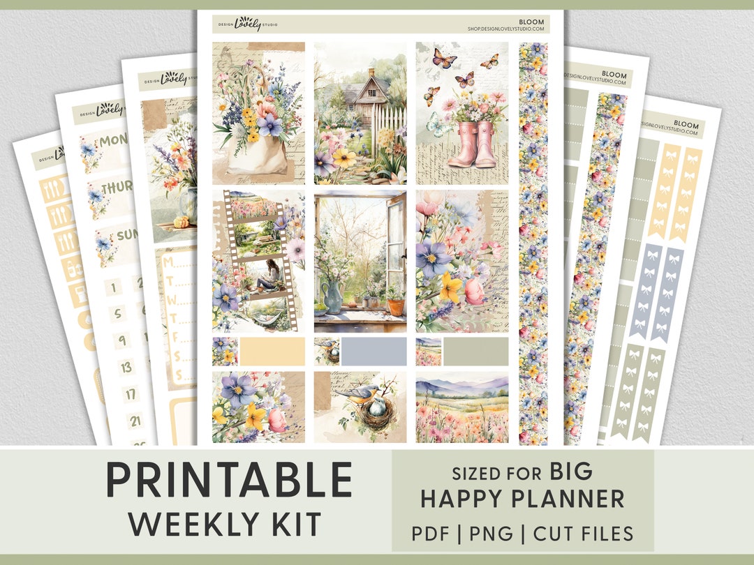 Spring Planner Stickers, Floral Planner Stickers, Spring Weekly Sticker ...