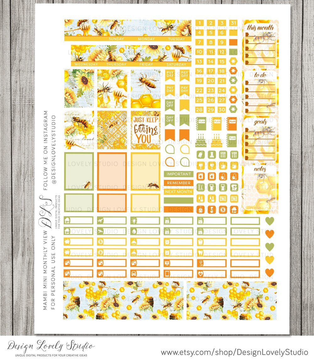 Mini Happy Planner Monthly Stickers Kit, Printable Monthly Planner ...