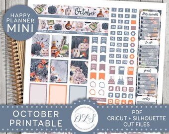 October Mini Happy Planner October Monthly Stickers Kit | Etsy