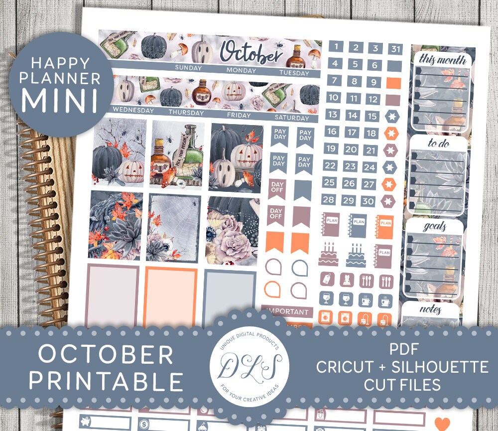 October Planner Stickers October Monthly Kit Mini Happy | Etsy