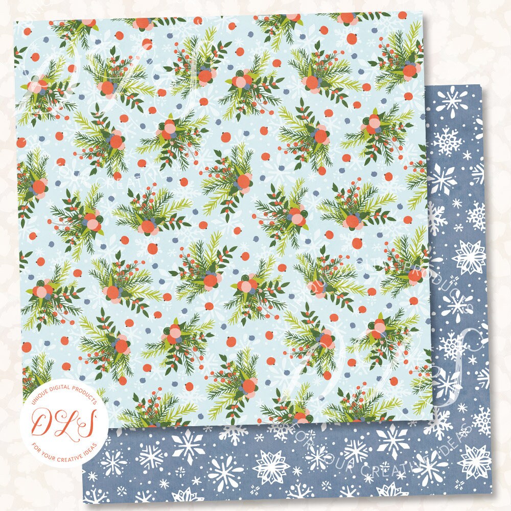 Christmas Digital Paper Winter Digital Paper Christmas | Etsy