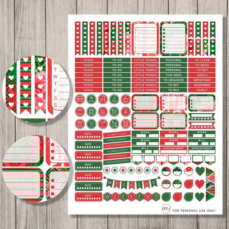 Printable Christmas Planner Stickers Fits Erin Condren - Etsy