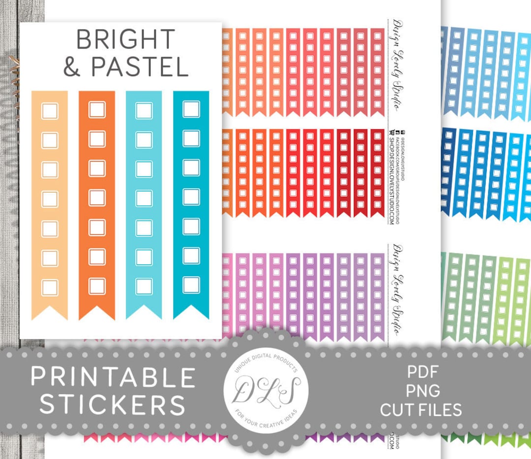 Square CHECKLIST Planner Stickers, Printable Flag Checklist Planner ...