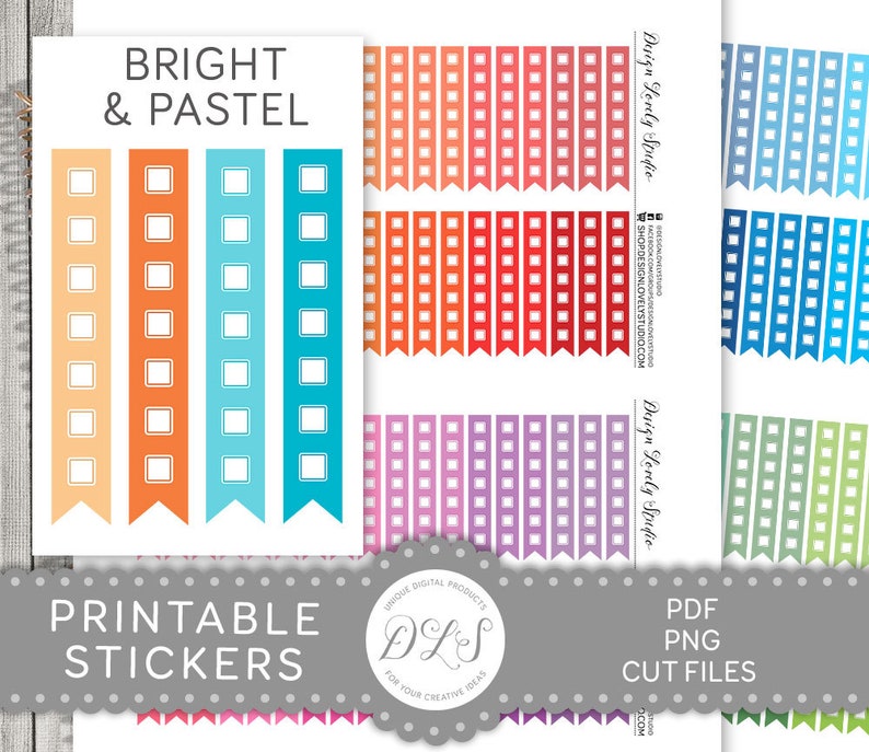 Square CHECKLIST Planner Stickers Printable Flag Checklist - Etsy