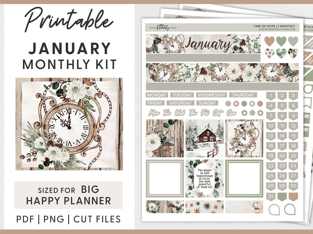 January Planner Stickers, Big Happy Planner Stickers Kit, Winter ...