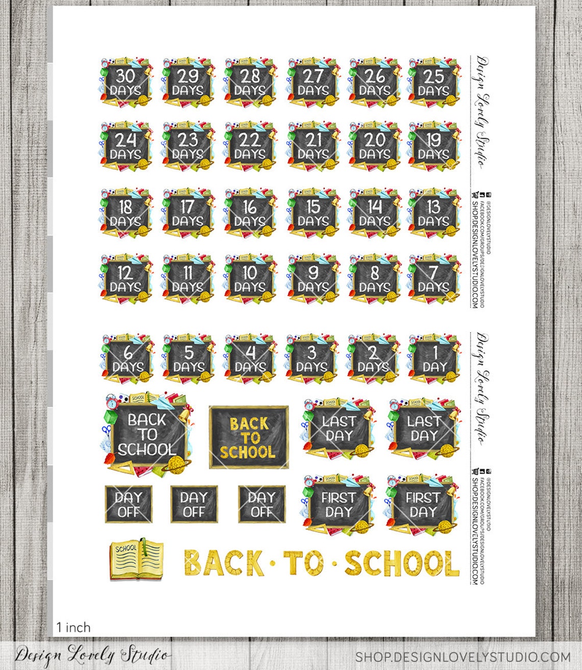 Printable BACK TO SCHOOL Countdown Stickers School Countdown - Etsy