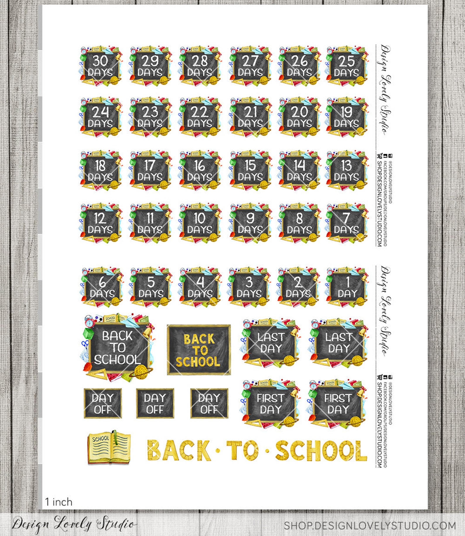 Printable BACK TO SCHOOL Countdown Stickers School Countdown - Etsy