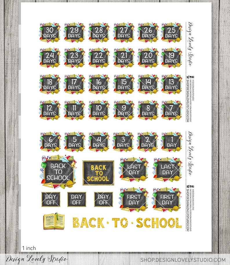Printable BACK TO SCHOOL Countdown Stickers School Countdown | Etsy