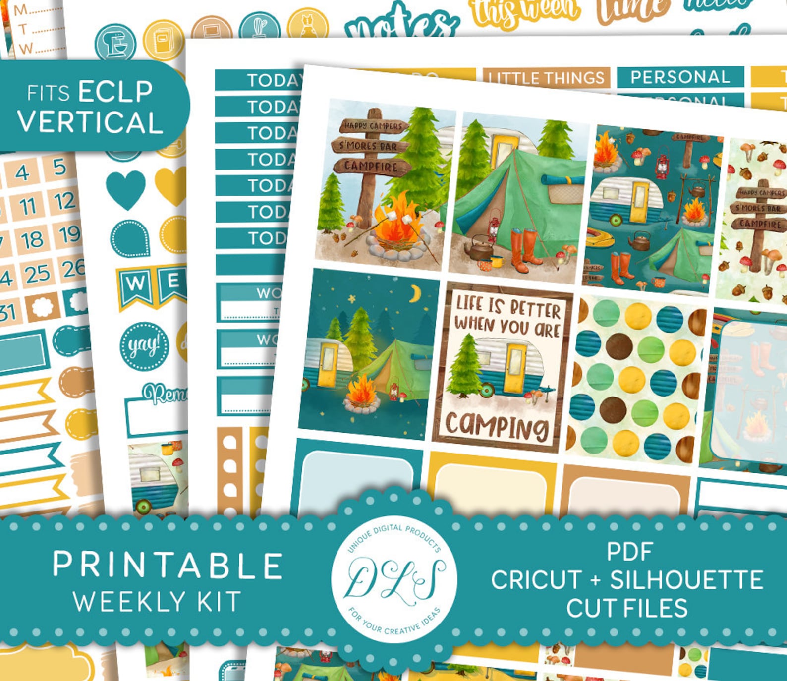 Camping Planner Stickers Kit Camping Planner Printable - Etsy