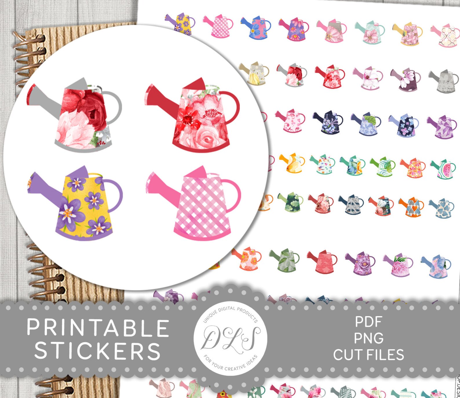 PRINTABLE Watering Can Planner Stickers Gardening Planner - Etsy