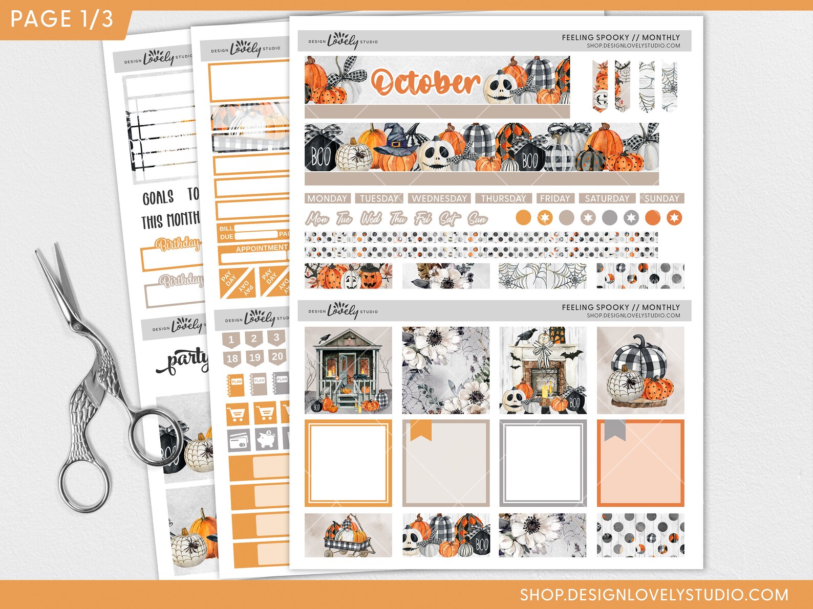 October Planner Stickers, Happy Planner Monthly Sticker Kit, Halloween ...