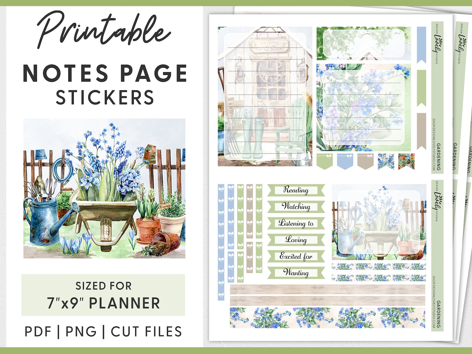 March Notes Page Kit, Printable Planner Stickers, Monthly Sticker Kit ...
